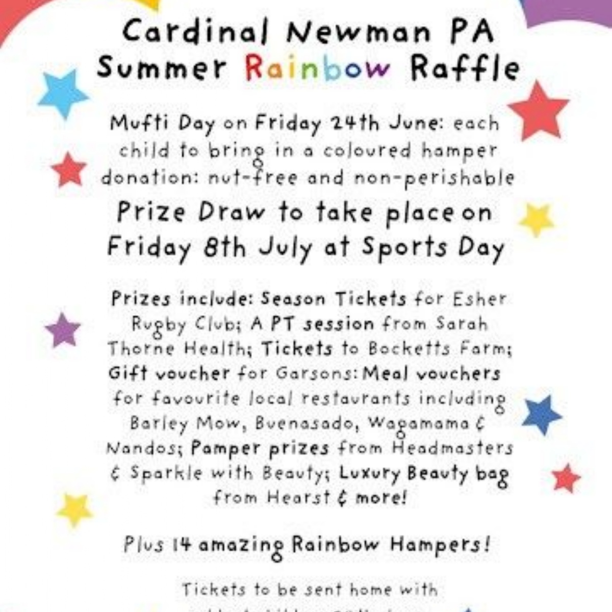 Cardinal Newman Catholic Primary School - Rainbow Raffle 8th July